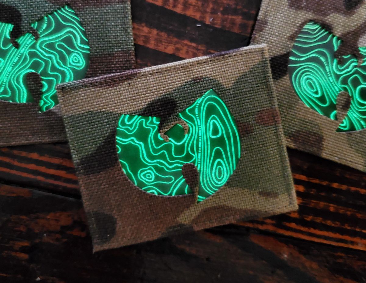 WU Topographic Map Glow Multicam Lasercut patches
