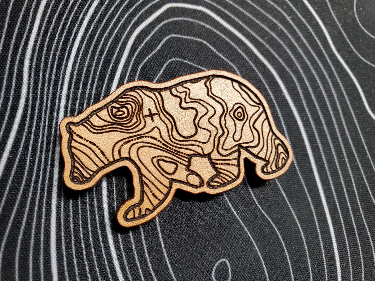 Leather Topographic Map Bear Patch
