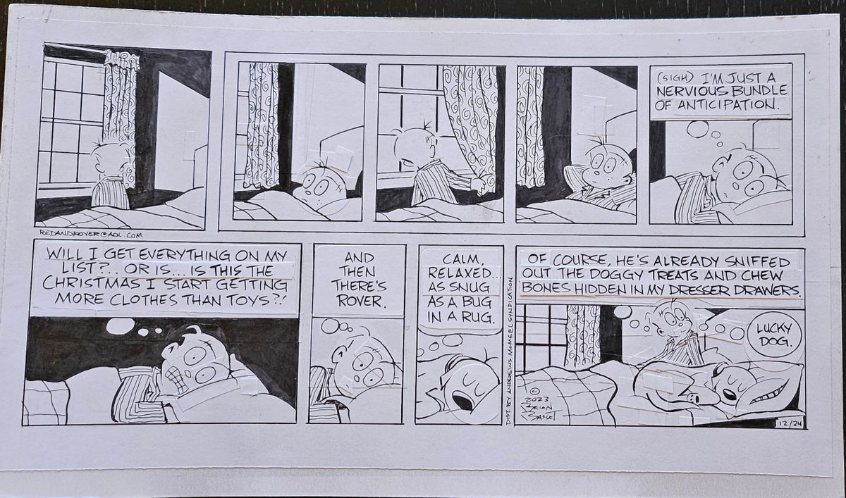 December 24, 2023 original Sunday Red and Rover comic strip and color guide