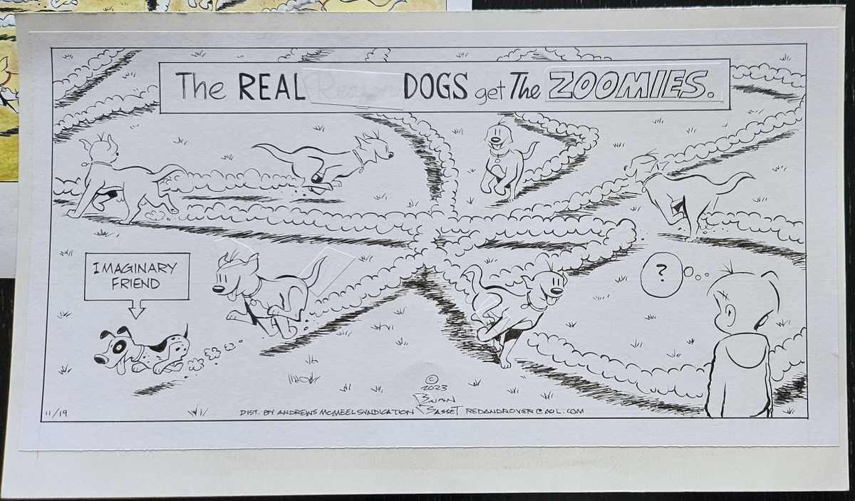 November 19, 2023 original Sunday Red and Rover comic strip and color guide