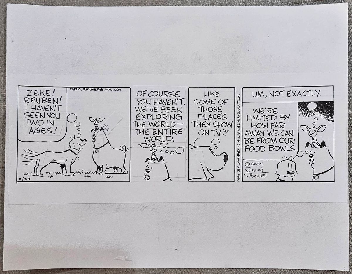 February 23, 2024 original Red and Rover daily comic strip