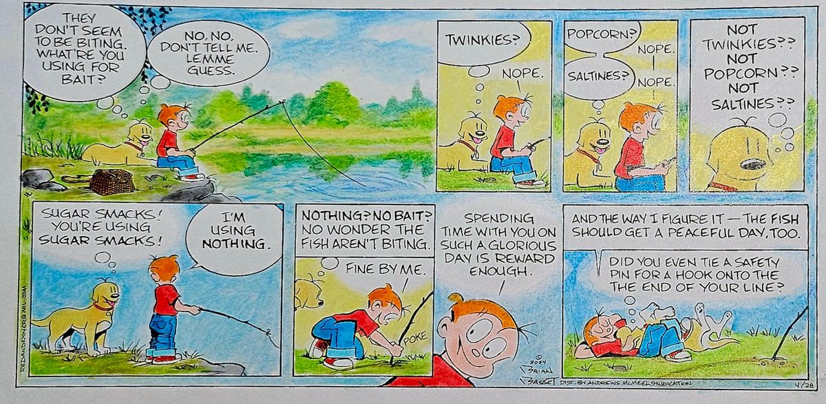 April 28, 2024 original Sunday Red and Rover comic strip and color guide