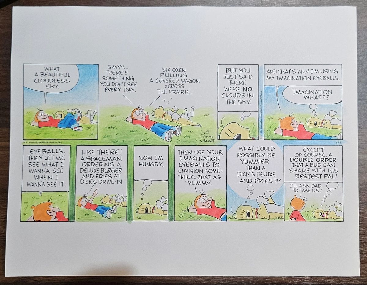 May 5, 2024 original Sunday Red and Rover comic strip and color guide