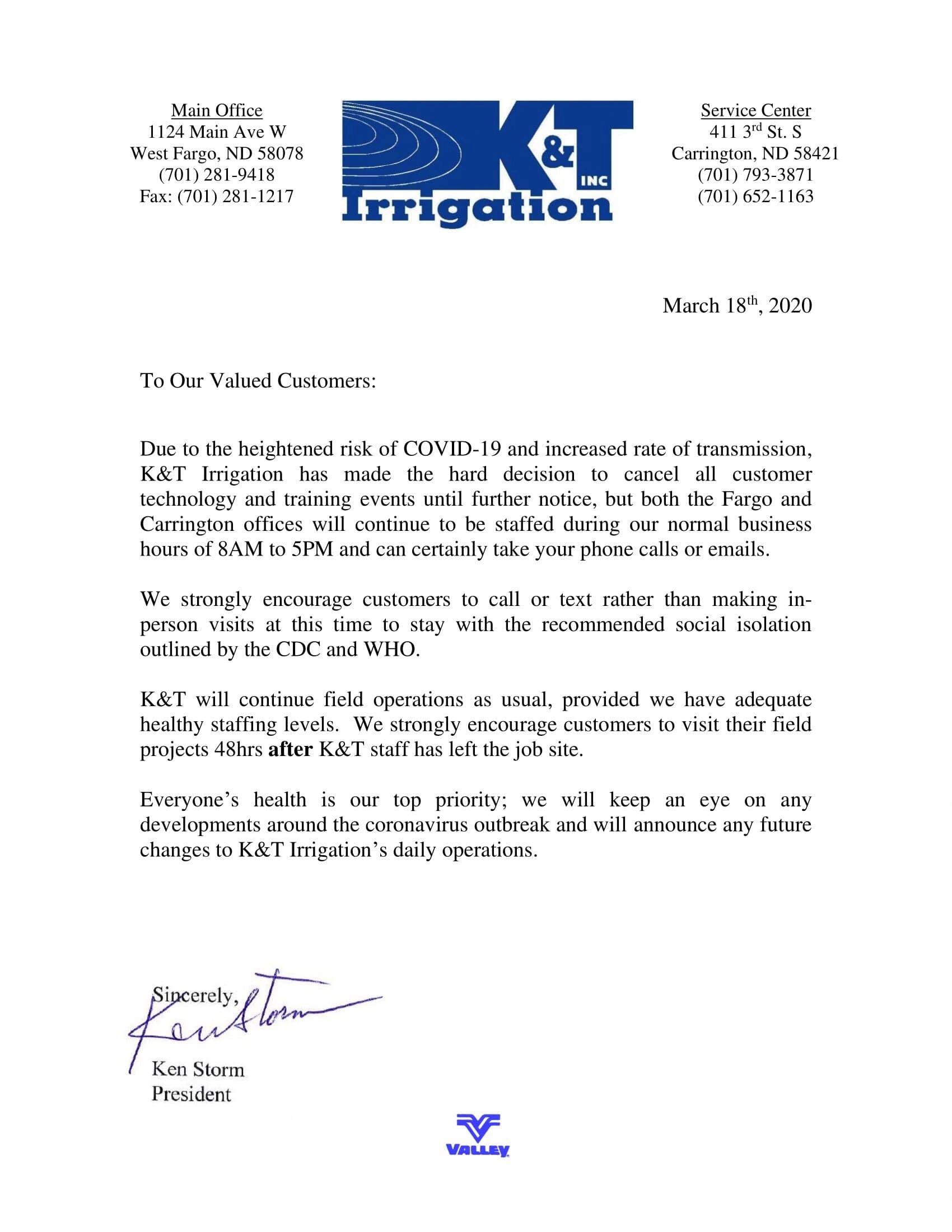 K&T Irrigation - Dealer, Irrigation, Agricultural Service