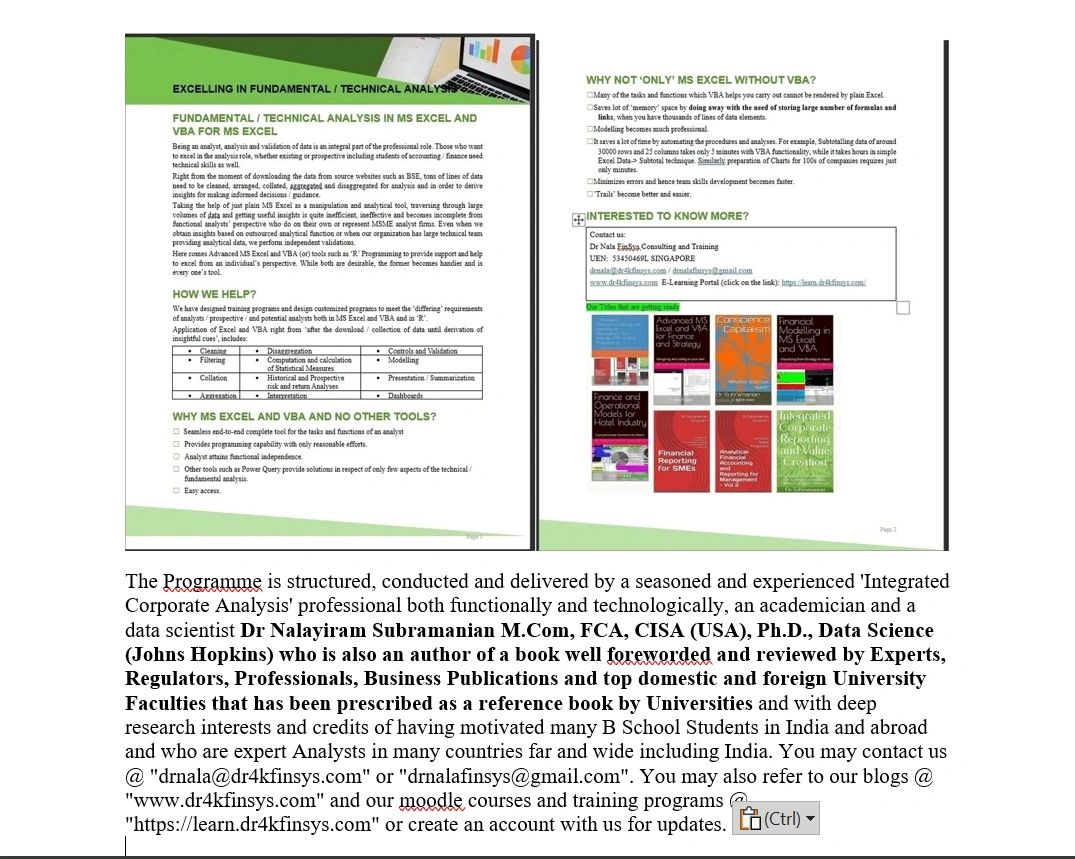 Excelling In Technical And Fundamental Analysis In Ms Excel And Vba