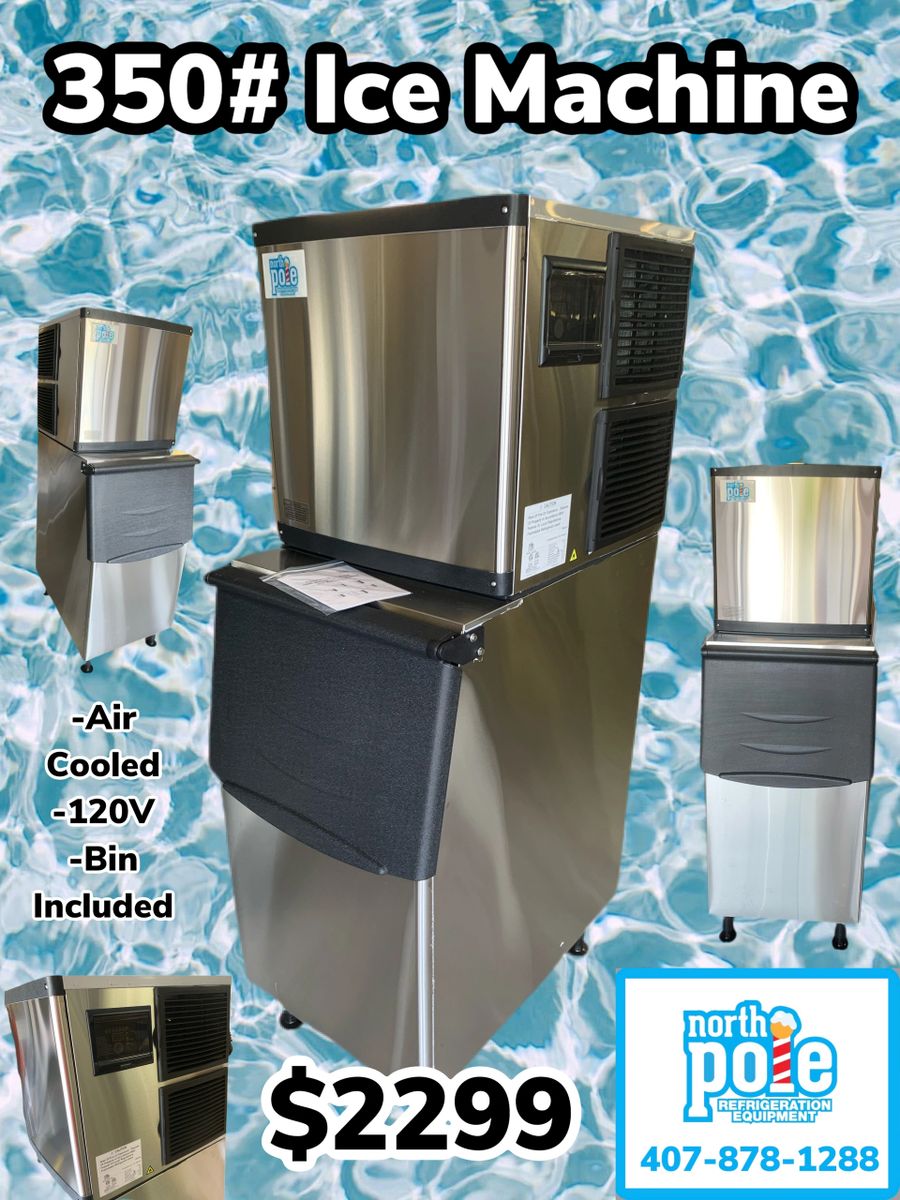 North Pole 350# Ice Machine with 275# Bin
