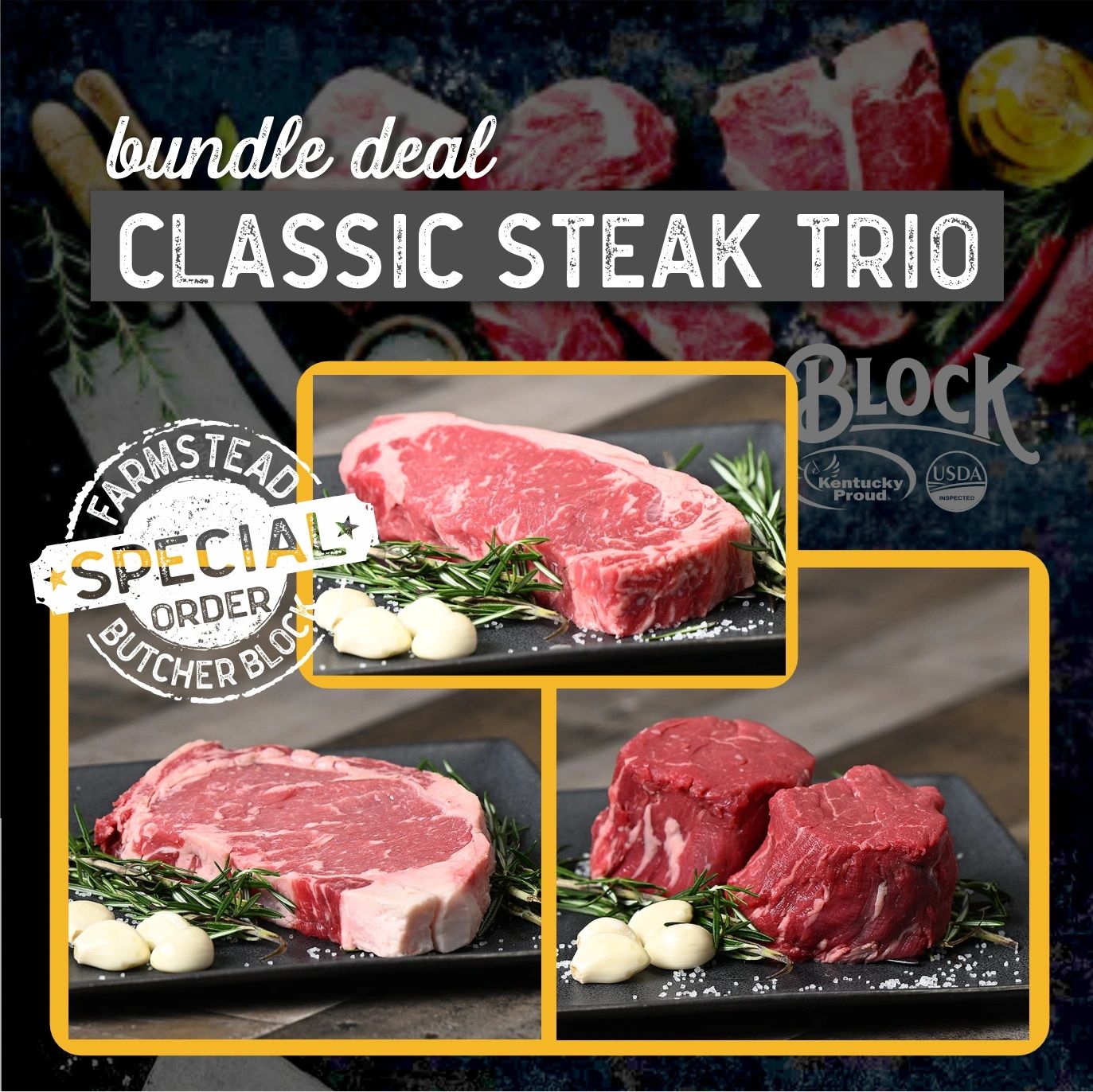 Classic Steak Trio Bundle @ Farmstead Butcher Block
