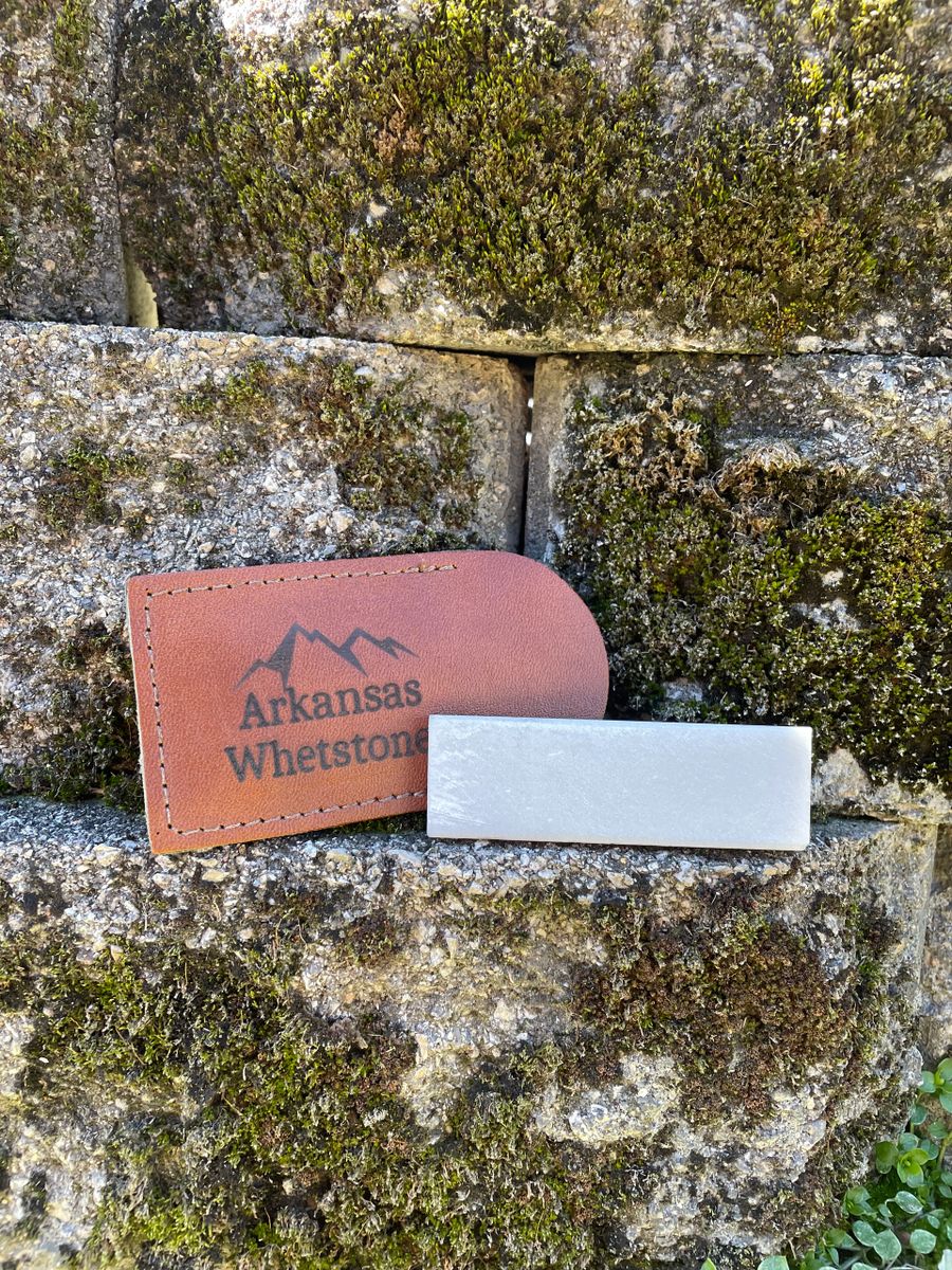 Arkansas Translucent Pocket Whetstone in Leather Pouch