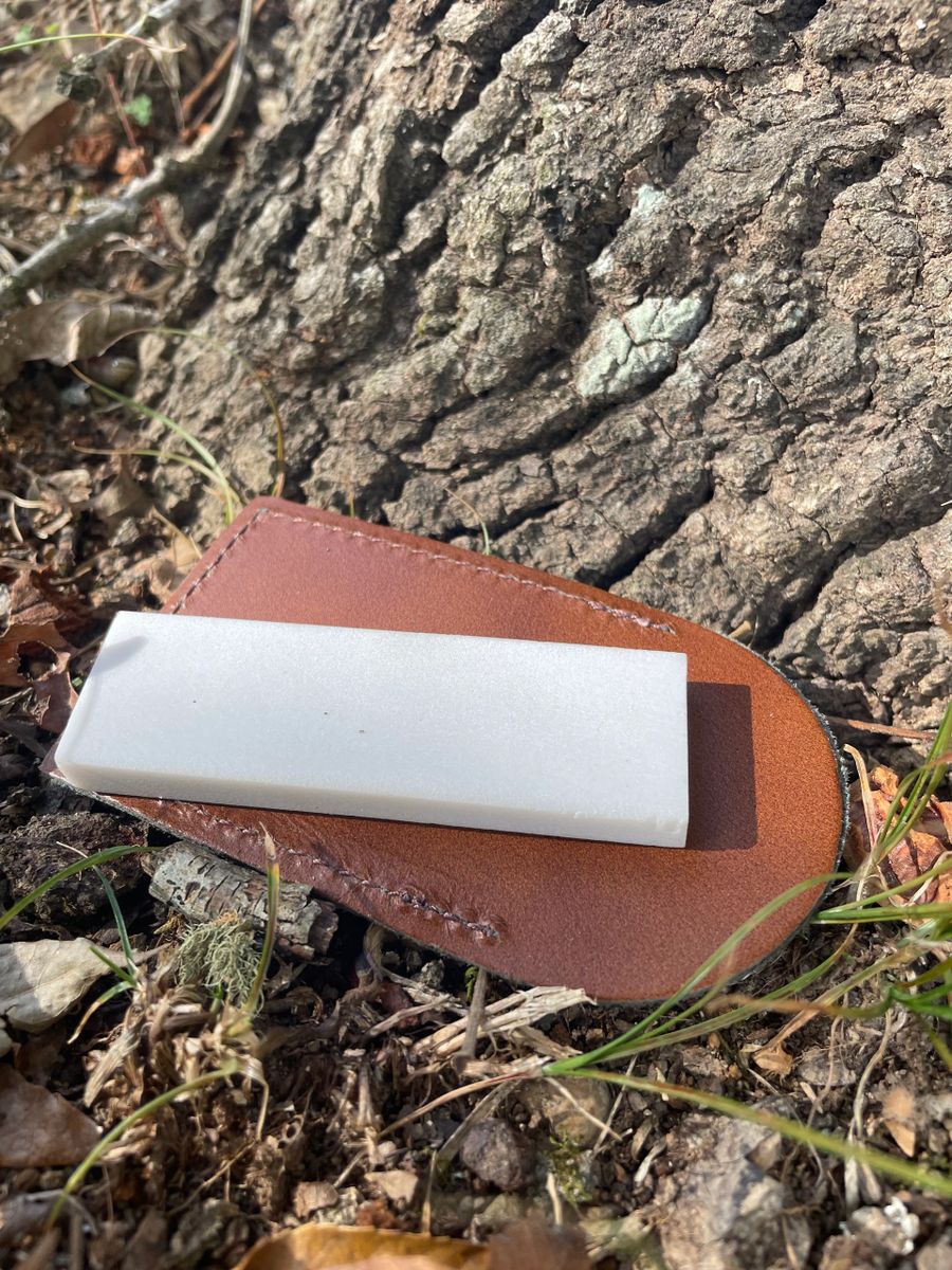 Arkansas Translucent Pocket Whetstone in Leather Pouch