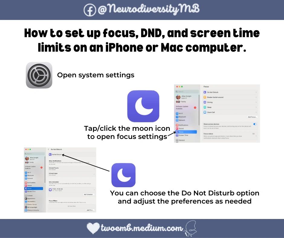 Help with Focus, DND, and time limit settings