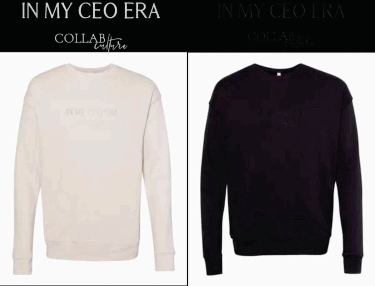 COLLAB CULTURE 'IN MY CEO ERA' EMBROIDERED SWEATER