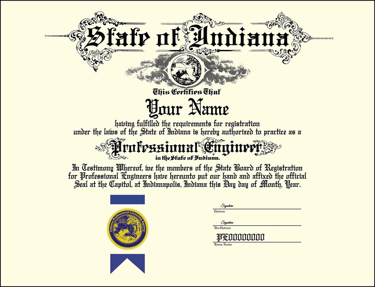 Old-Style Professional Engineer Certificate