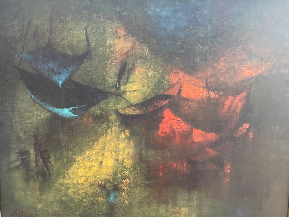 Hoi Lebadang (1921-2015) - Vietnam Artist - Framed Mid Century Abstract ...