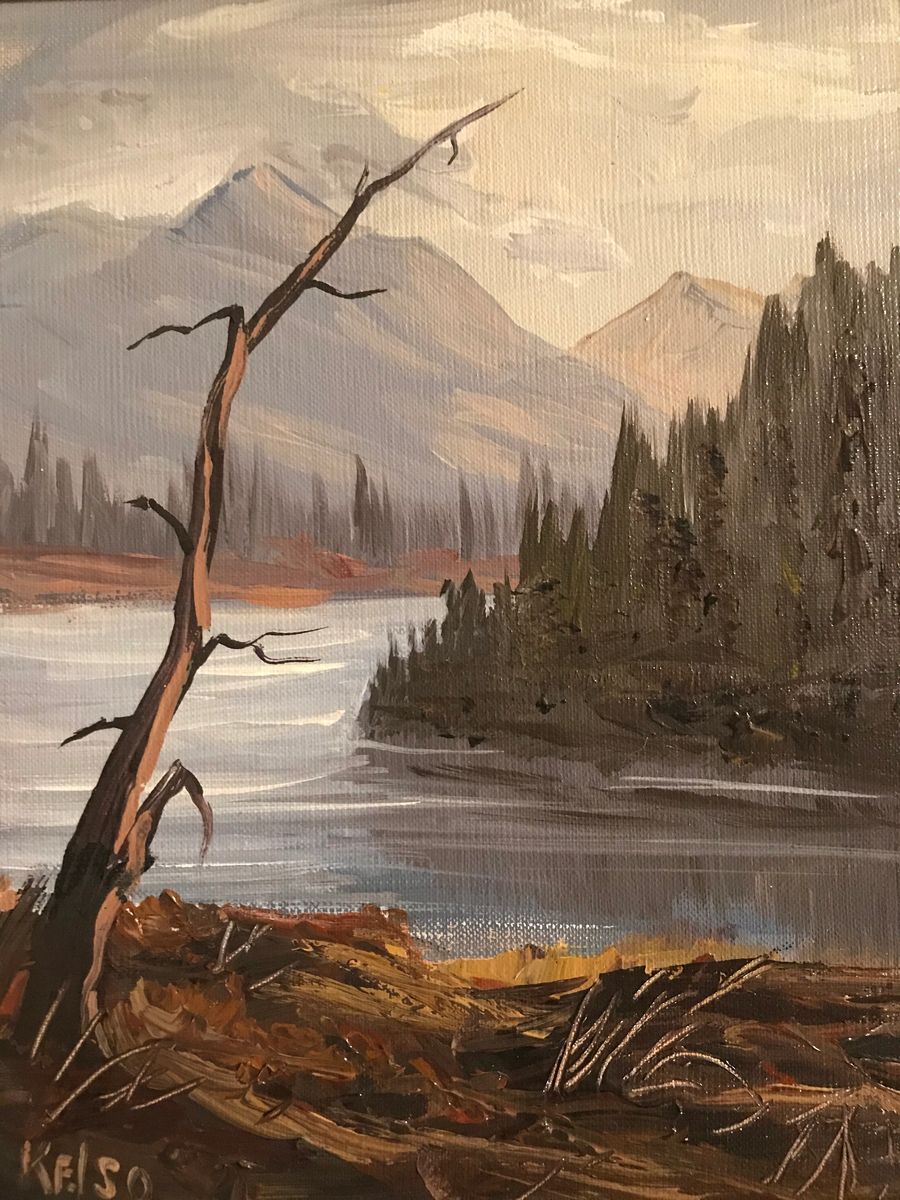 Framed oil painting on artist board signed by artist Kelso - coastal ...