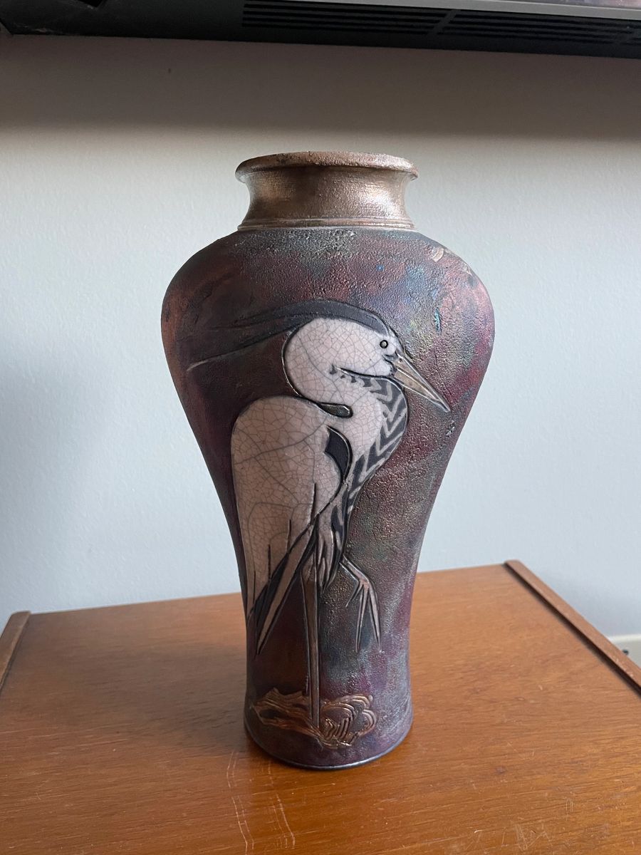 Sternig - Canadian Potter - Art Pottery Vase - Heron Decorated. - 11 ...
