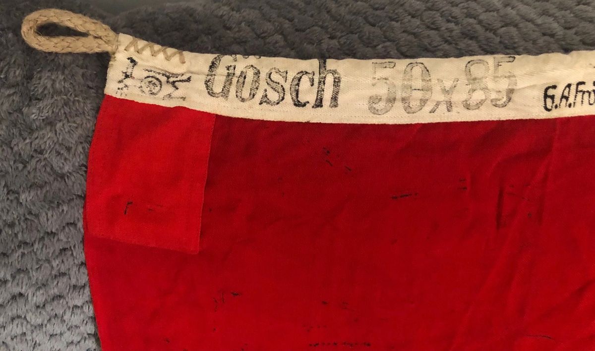 GOSCH Naval harbour flag, Kriegsmarine stamped 50 cm x 85 cm NOW SOLD!