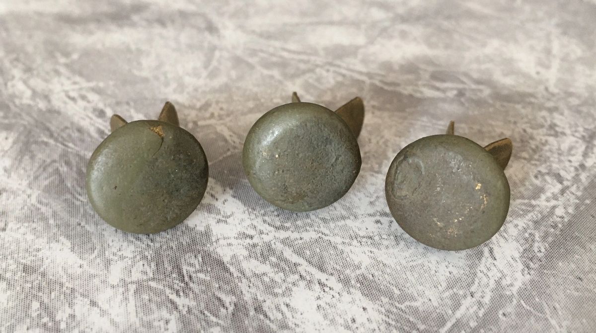 3 matched early brass made steel helmet securing pins for the m35 ...