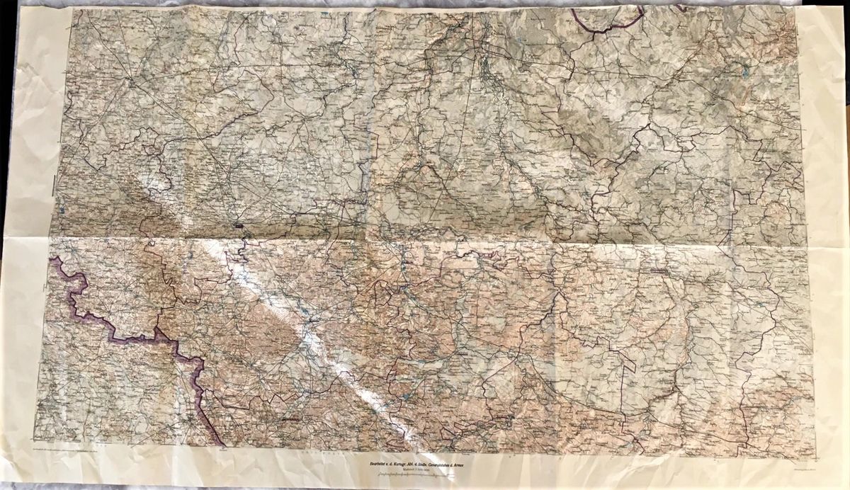 Period German Army service map marked "bearbeitet v.d. Kartogr.Abt. d ...