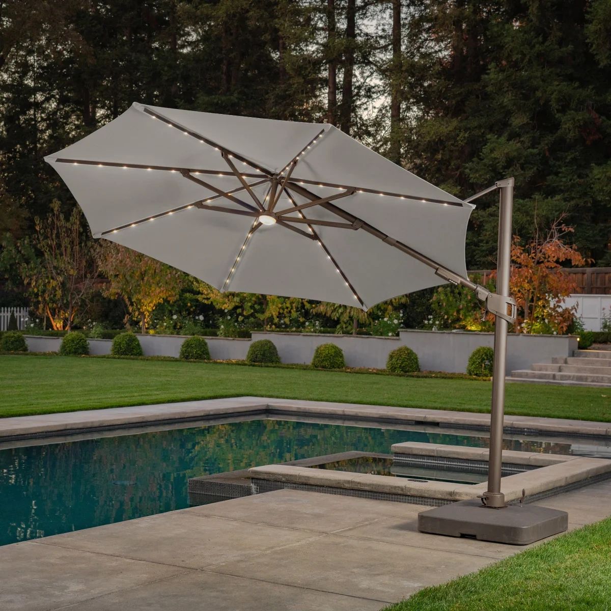 Sunvilla 11 Color Changing Led Cantilever Umbrella With Rolling Base