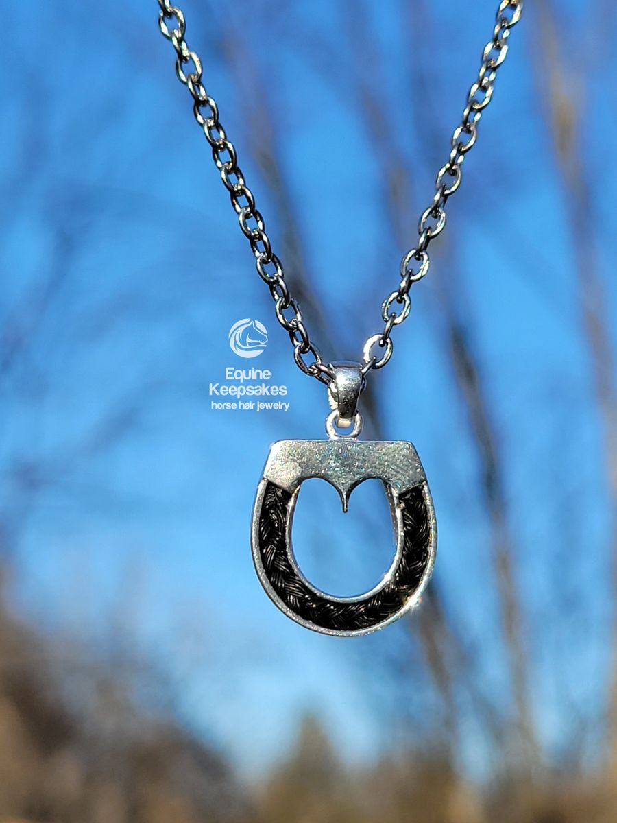 Braided Horse Hoof Heart Horse Hair Charm Sterling Silver