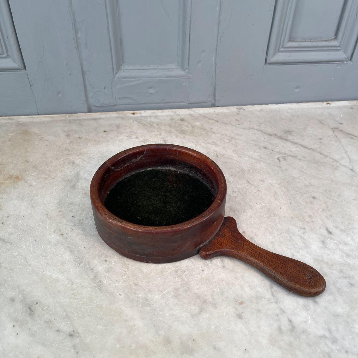 Antique wooden church collection box with handle