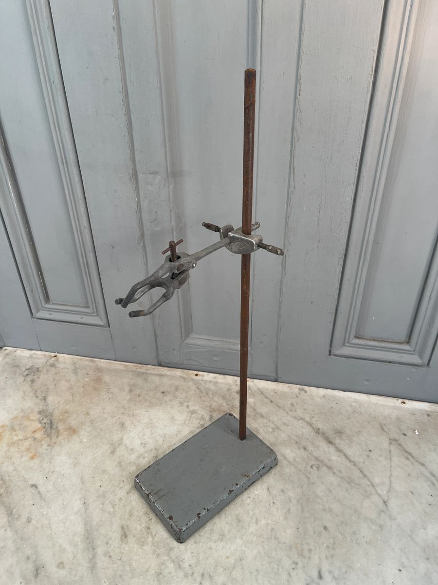 Vintage metal laboratory lab stand with clamp