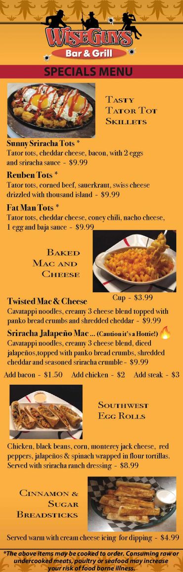Menu | Wiseguy's Bar and Grill