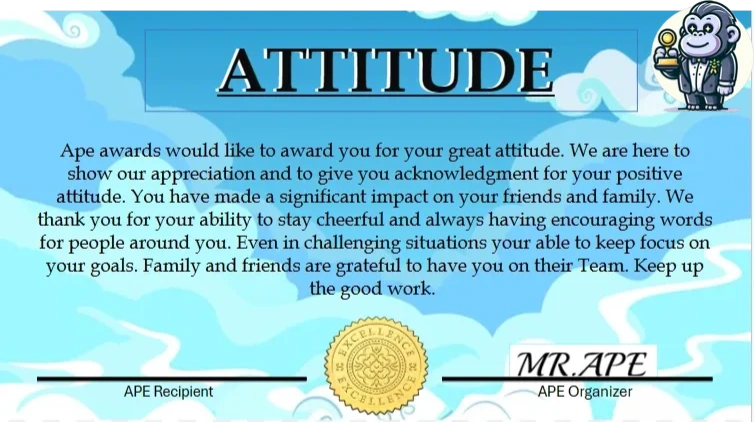 APE ATTITUDE AWARD