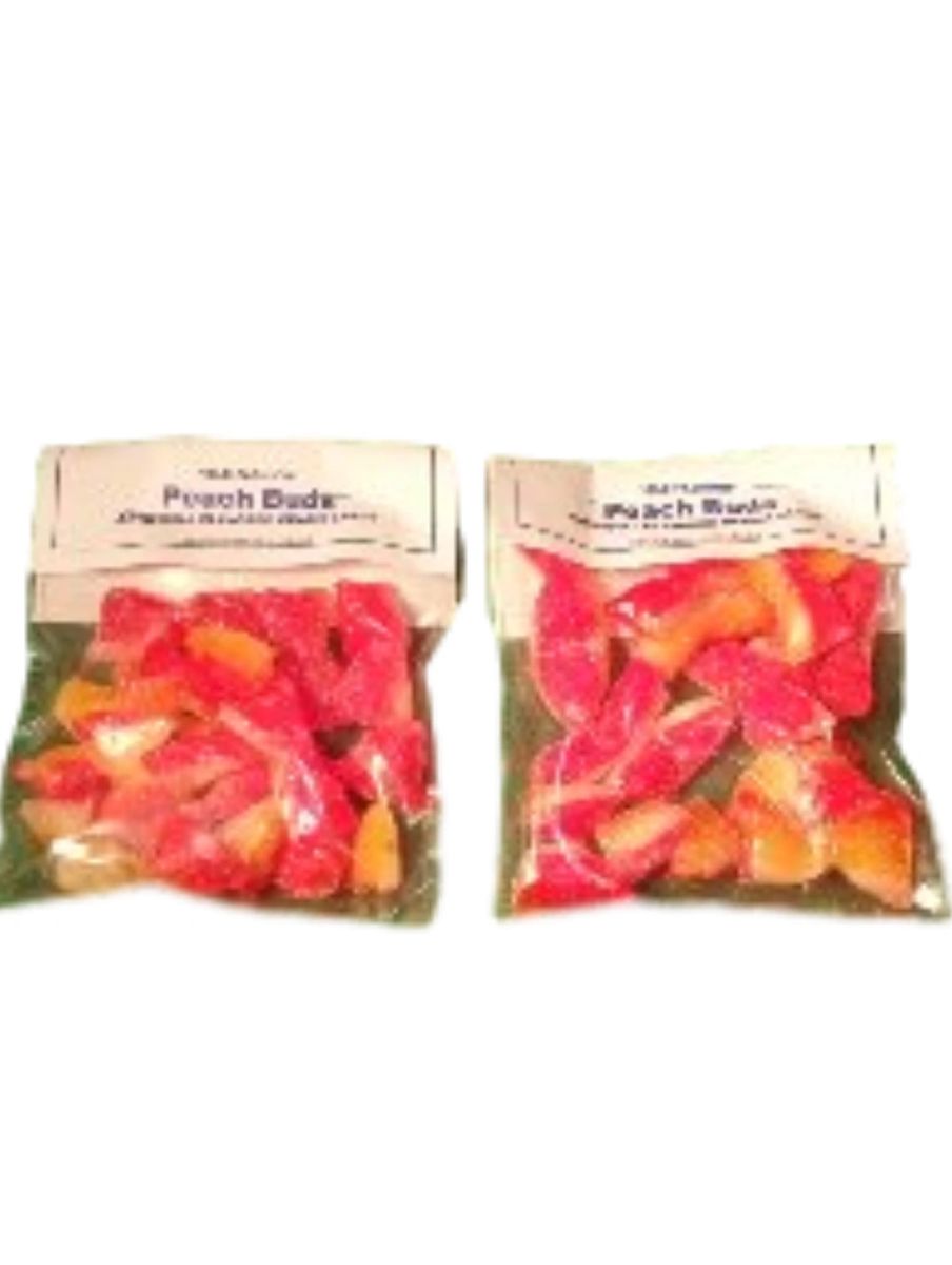2-Packs of old School Peach Buds Candy with coconut center.