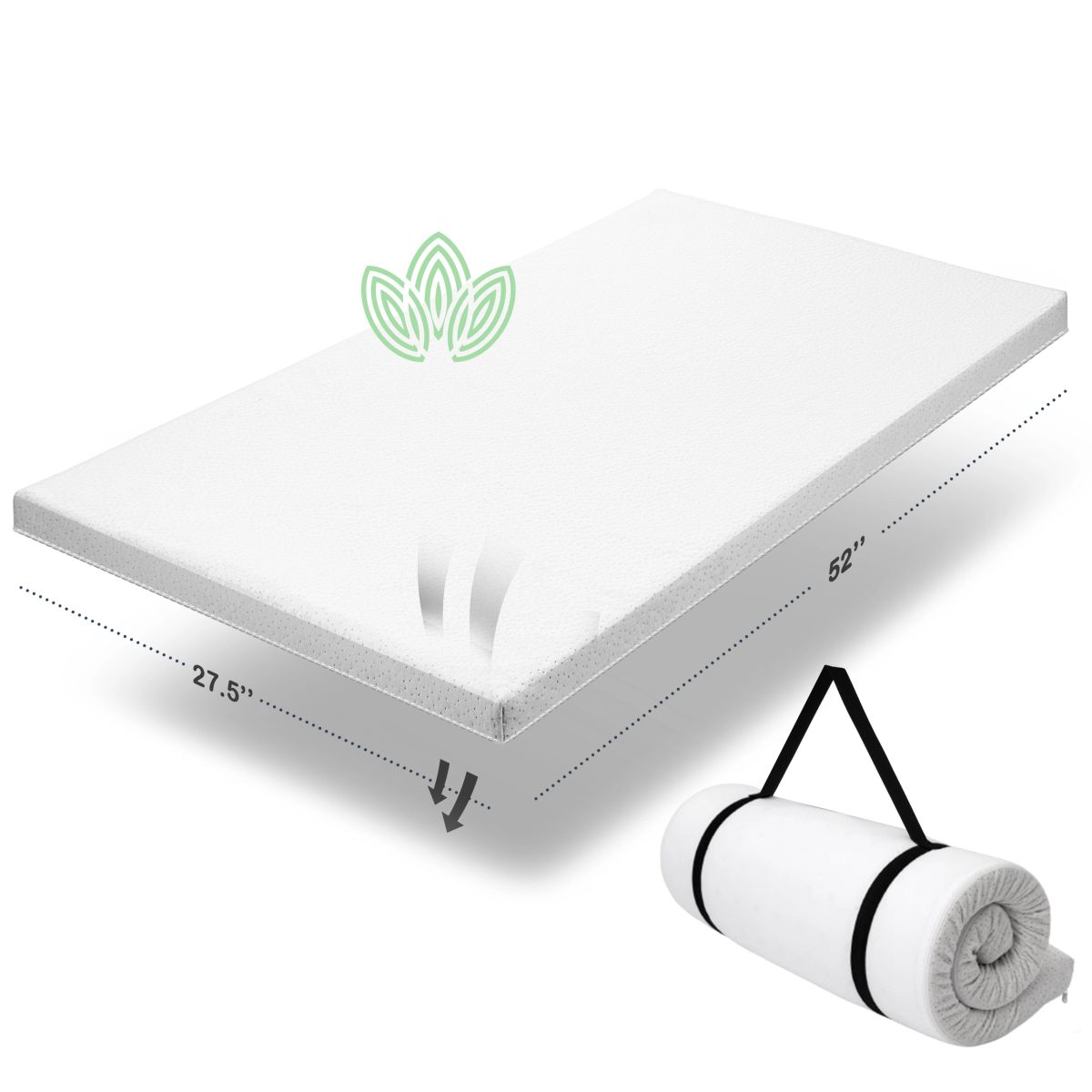 Organic Cotton 2" Ventilated Memory Foam Toddler Bed Topper - 52x27.5x2"
