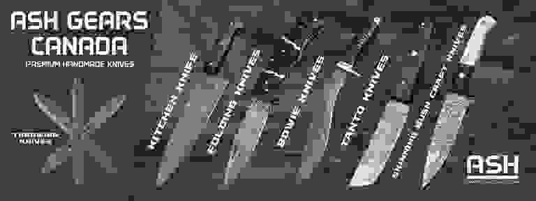 ASH GEARS - Handmade Knives, Damascus Steel Knives, 440C Steel Knives