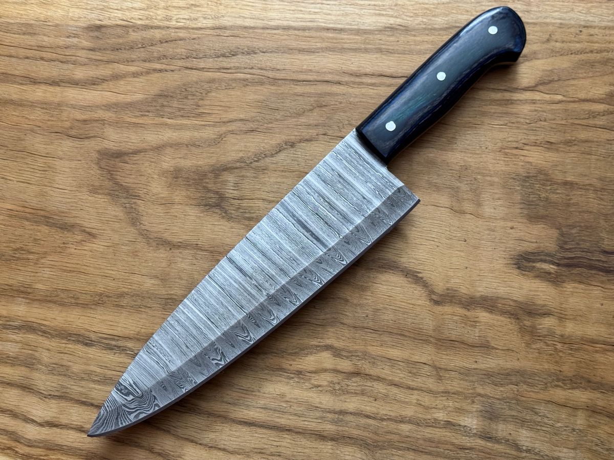 ASH K1BL Damascus Steel Custom Handmade Kitchen Chef knife 13.5"