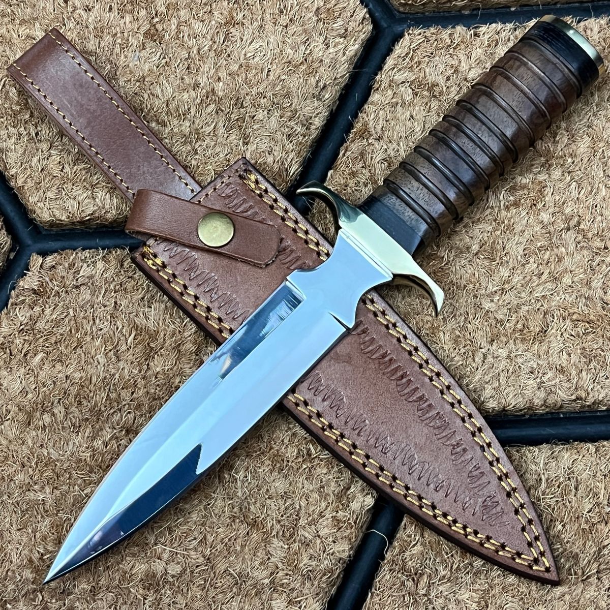 ASH DJ53 Handmade Hunting Dagger Knife 440c steel 12 Inches Mirror Finished