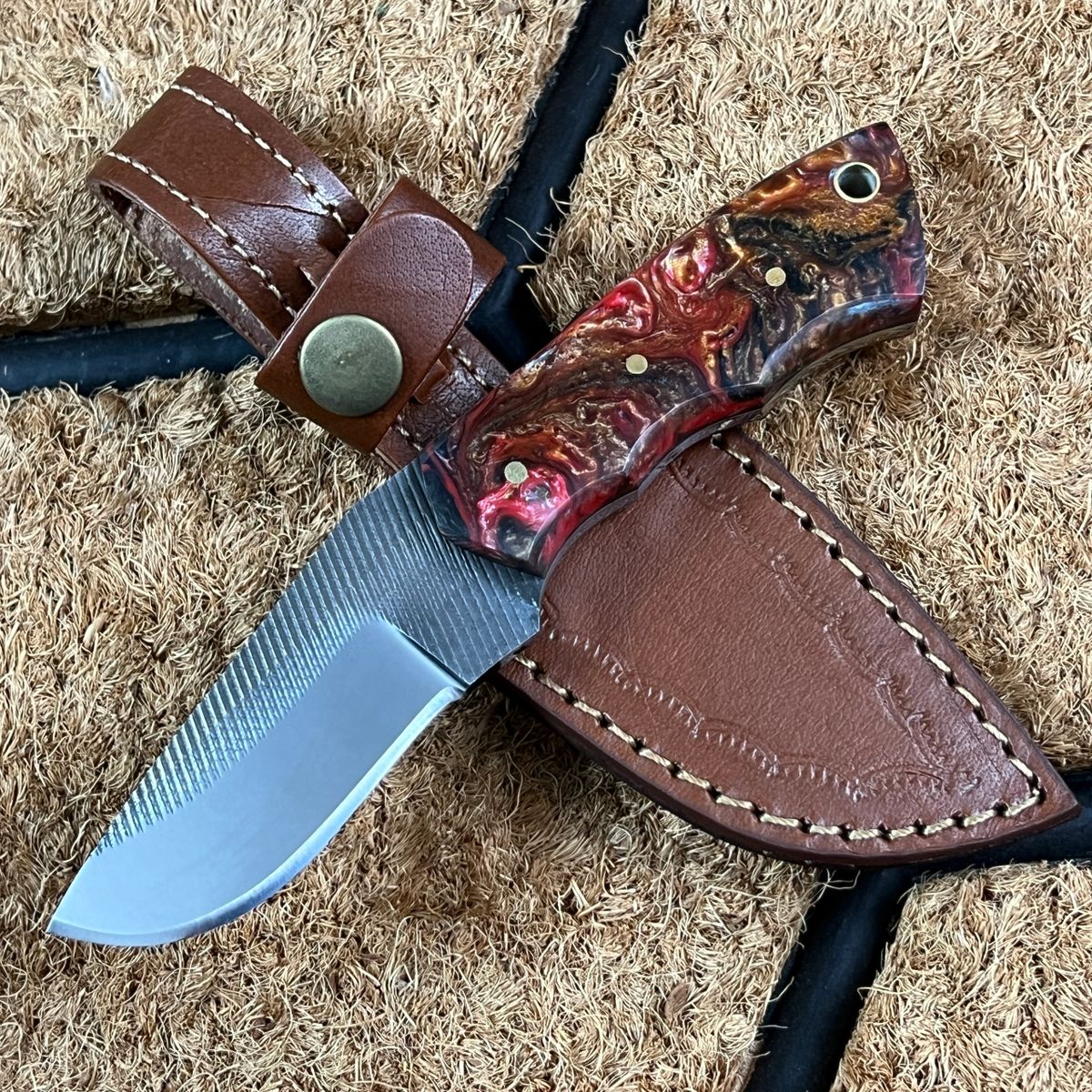 ASH CB42 Custom Handmade Real Rasp Steel Cowboy bull cutter Knife 7 Inches