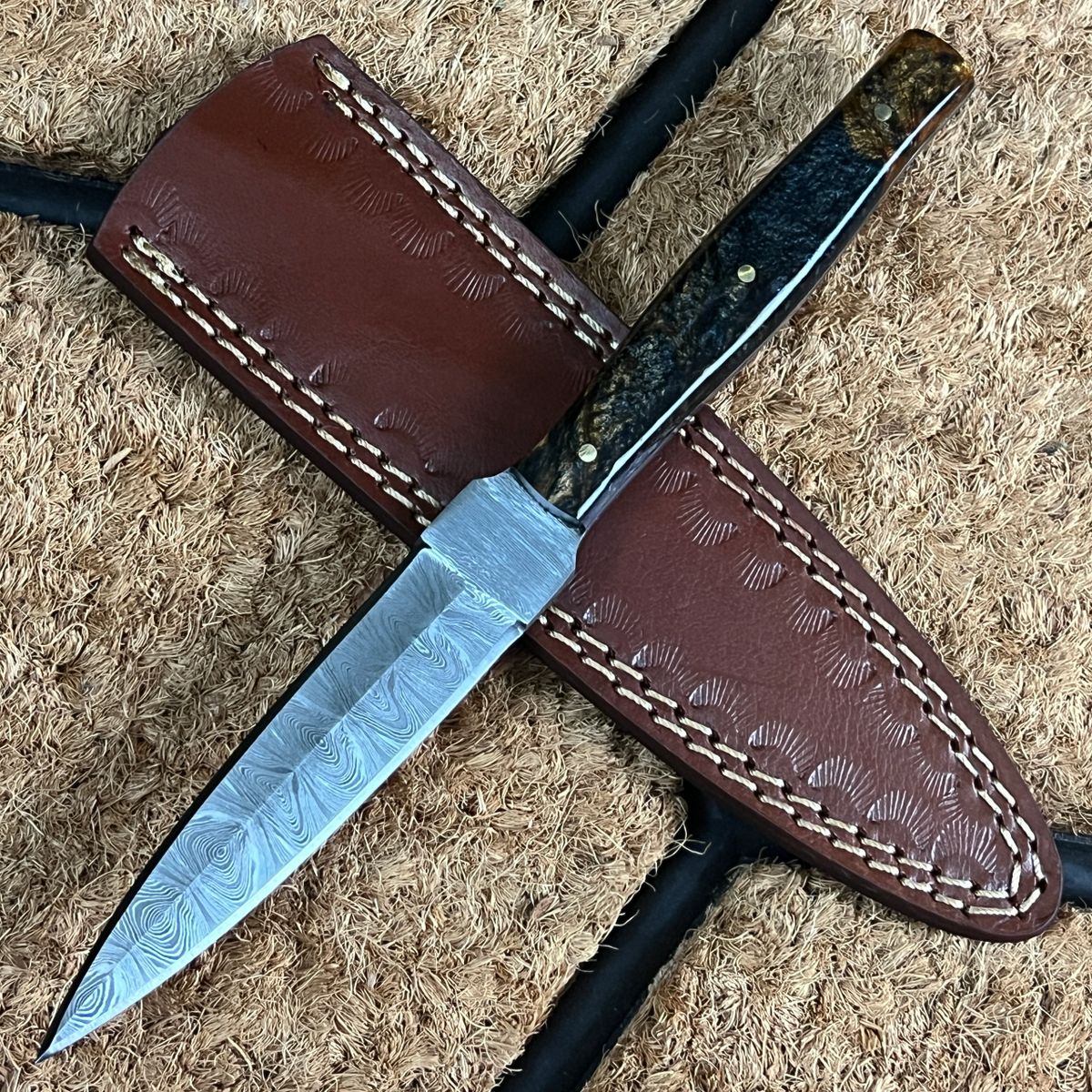 ASH DX68 Damascus Steel Custom Handmade dagger knife 9 inches