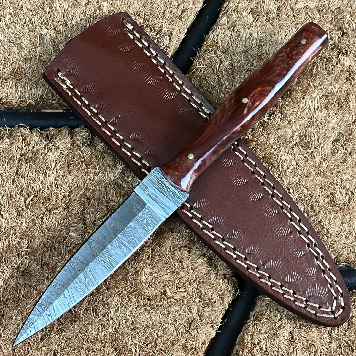 ASH DX69 Damascus Steel Custom Handmade dagger knife 9 inches