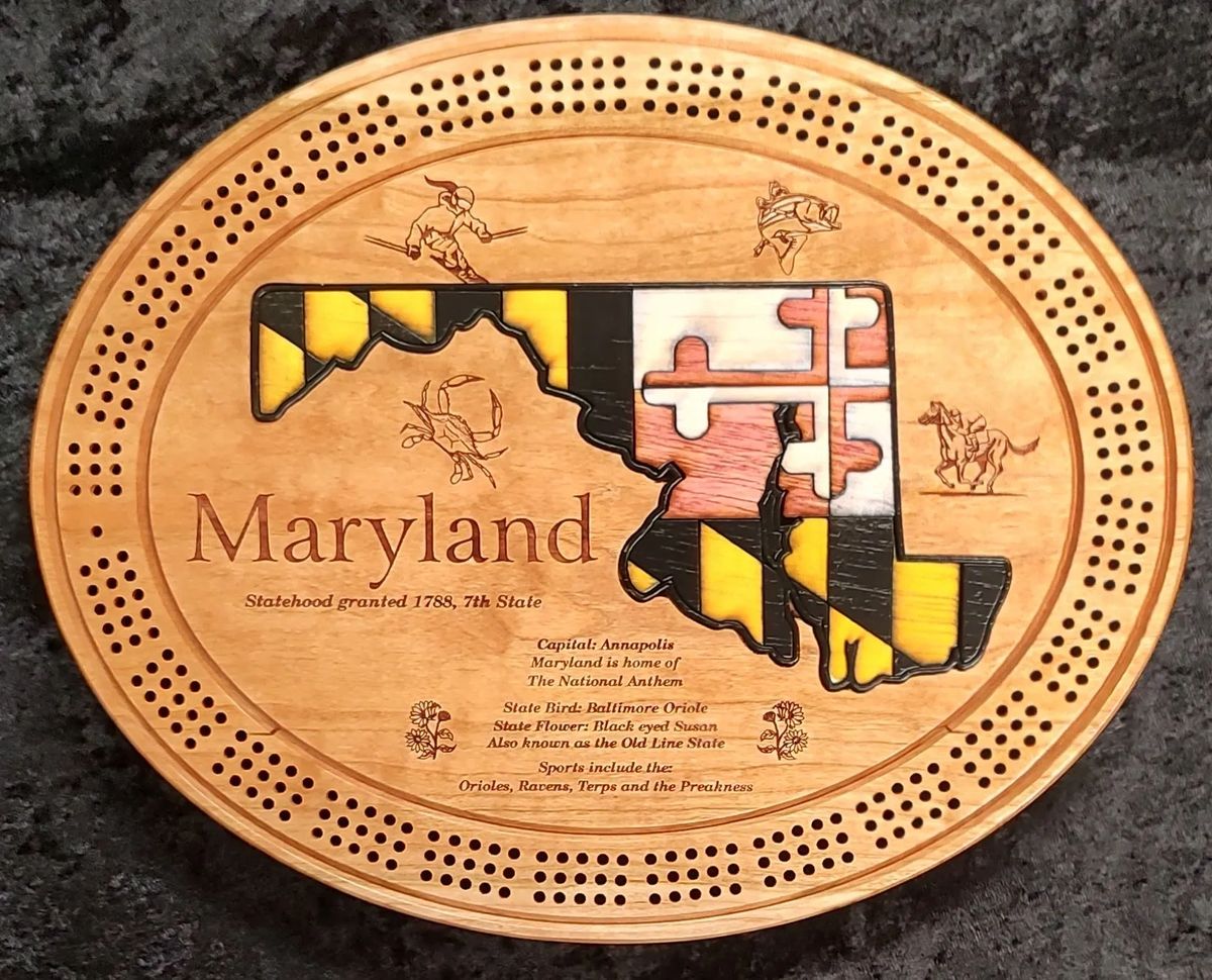 Maryland theme Cribbage board