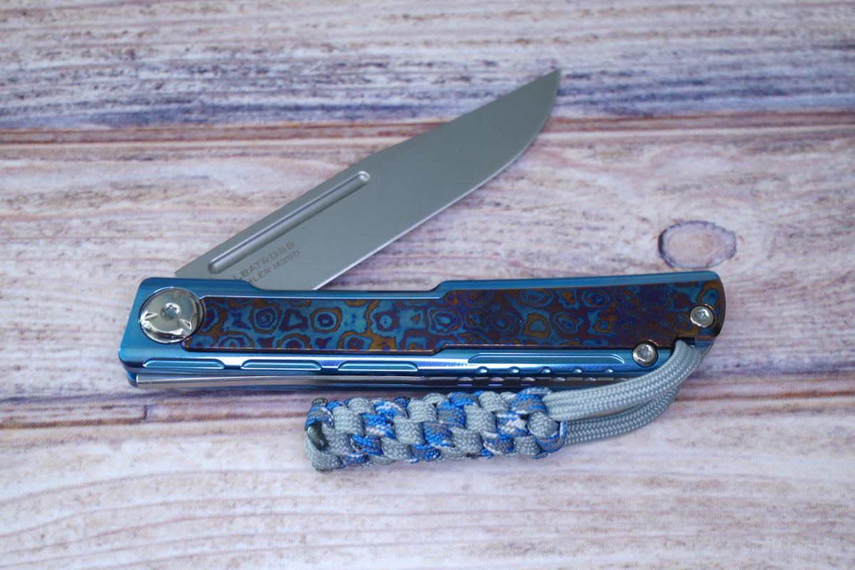 Maxace Albatross Slip Joint Timascus: Custom polished and anodized a ...