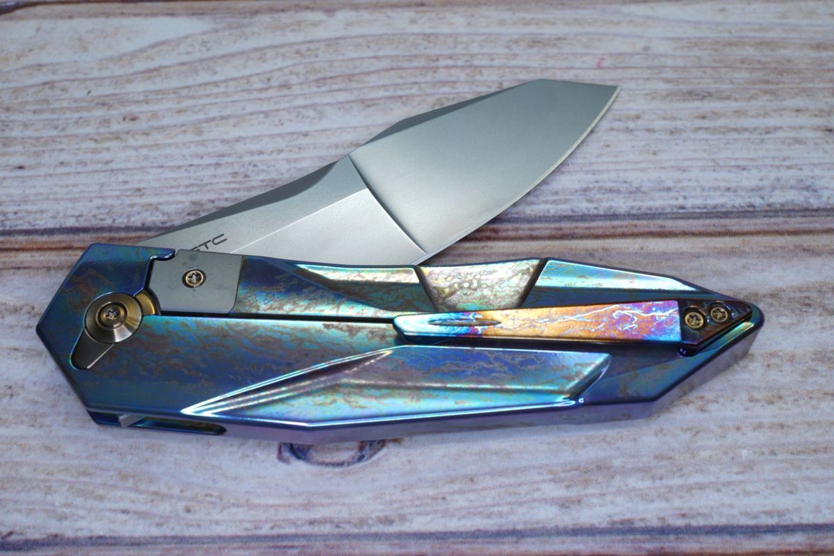 WE Knife Solid: Polished and anodized purple, blue and green with a ...
