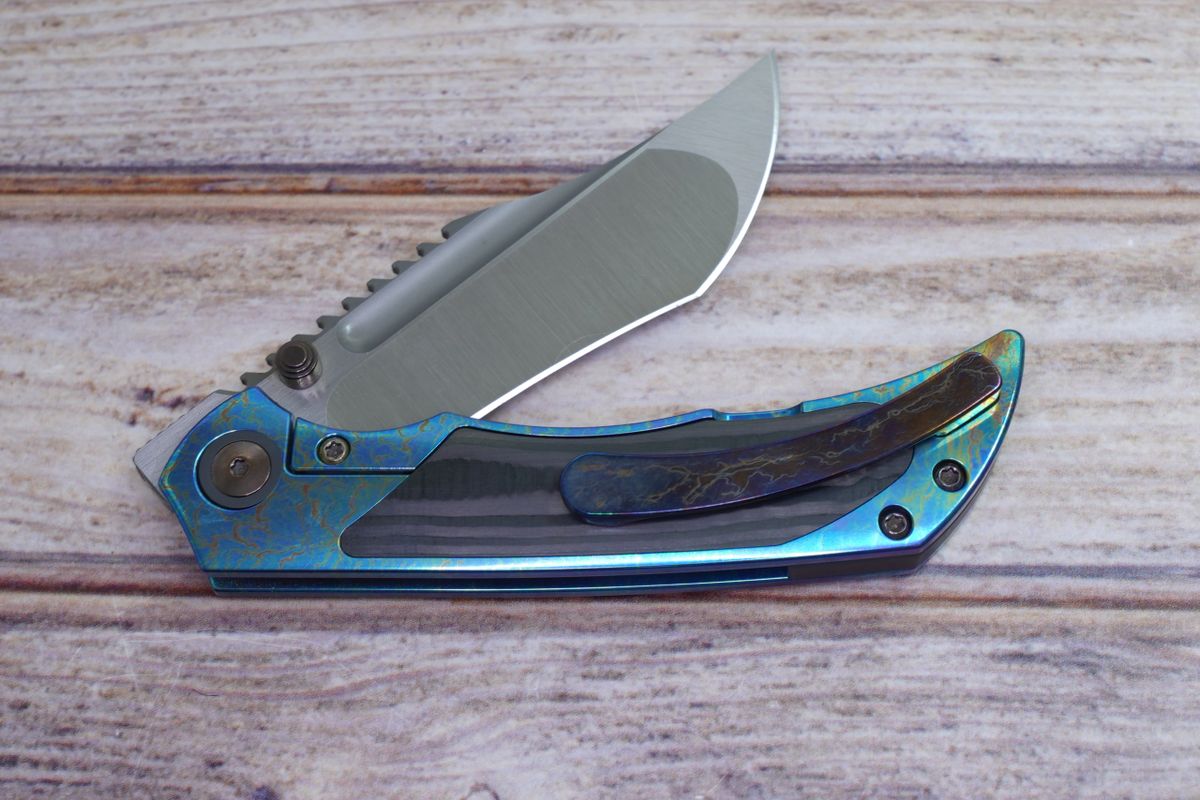 Merriken Knives MidTech Ultimatum satin blade with black carbon fiber ...