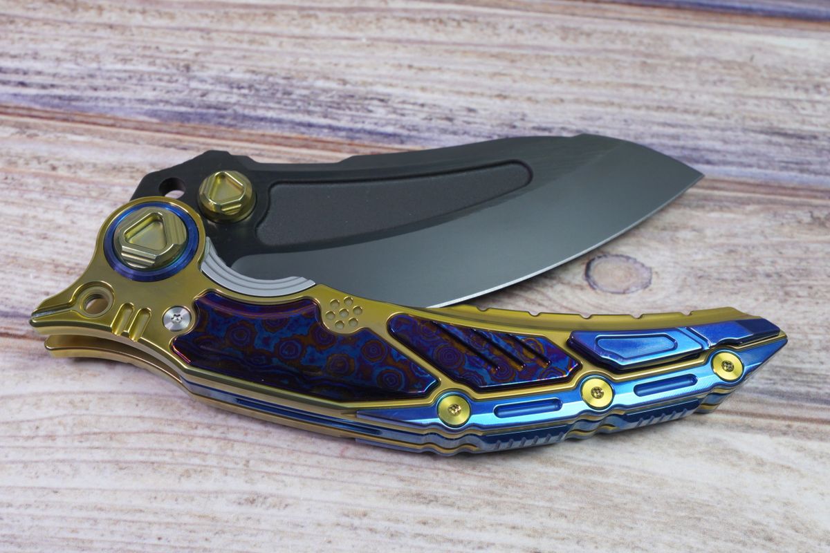 Maxace Titanis Black satin DLC Blade Timascus Inlays: Scales have been ...