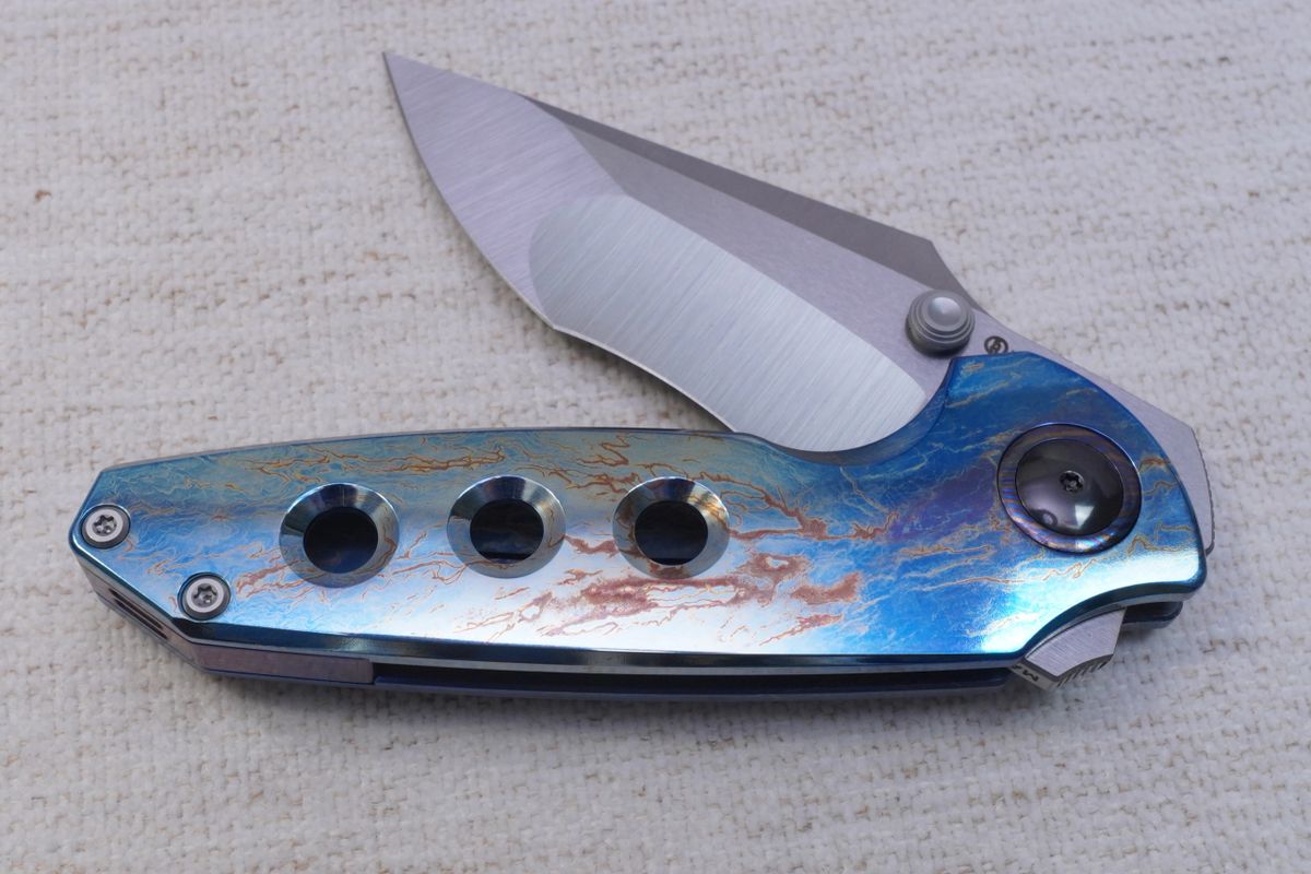 Maxace Manticore holes in show side: Polished and given a sky blue ...