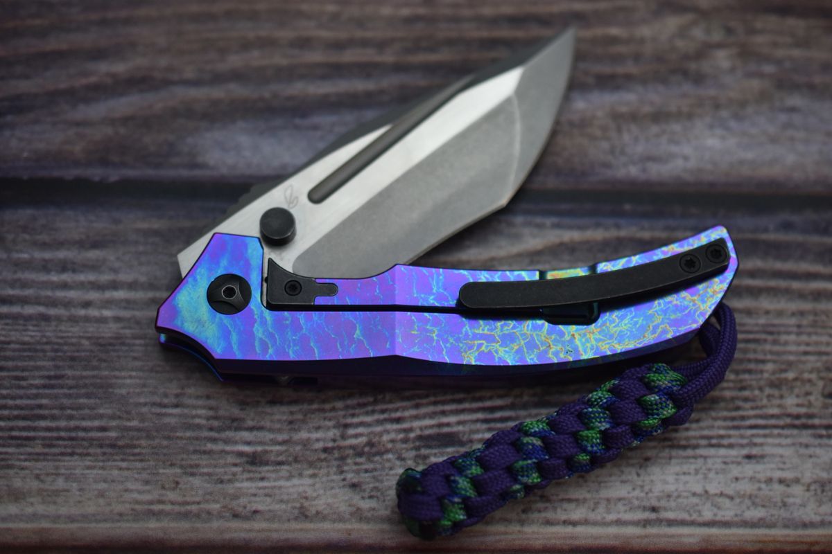 CKF Satori 2.0: Custom buffed and anodized with a eye popping purple blue storm finish by Jeff ...