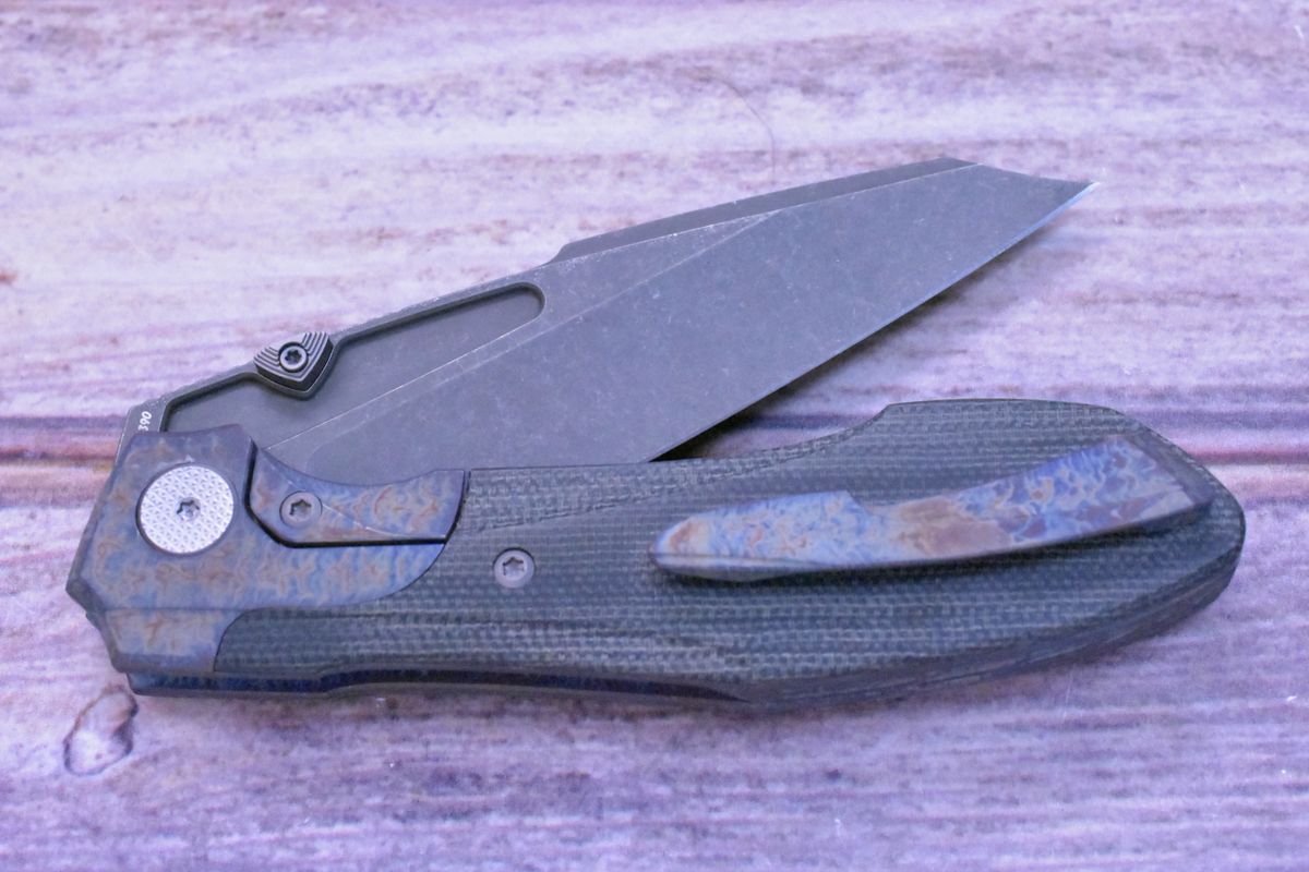 Null Knives Voodoo - Blue Micarta: Satin finished blue then given a ...