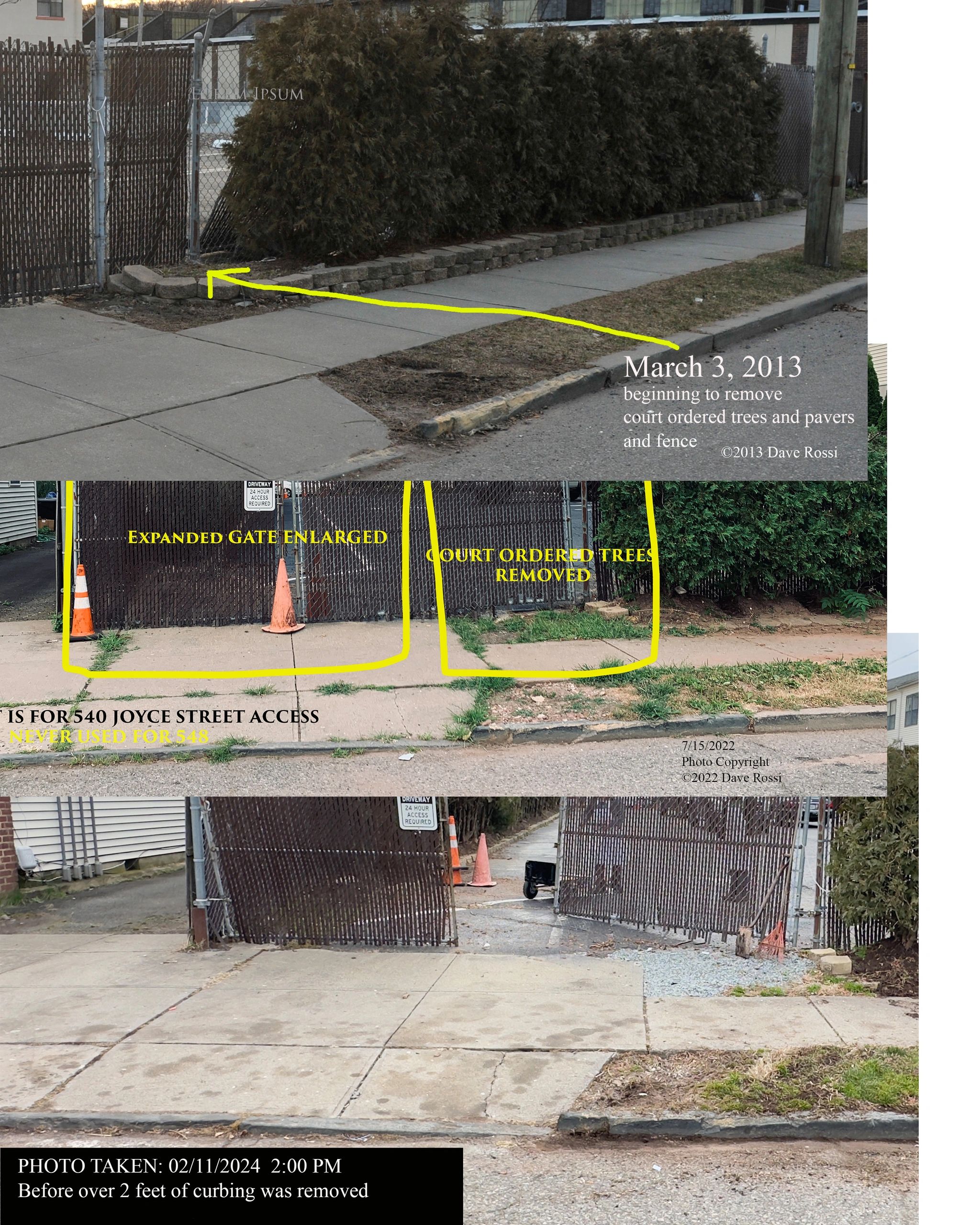 Fencing Removed, Gate Expanded, Makeshift Driveway Created