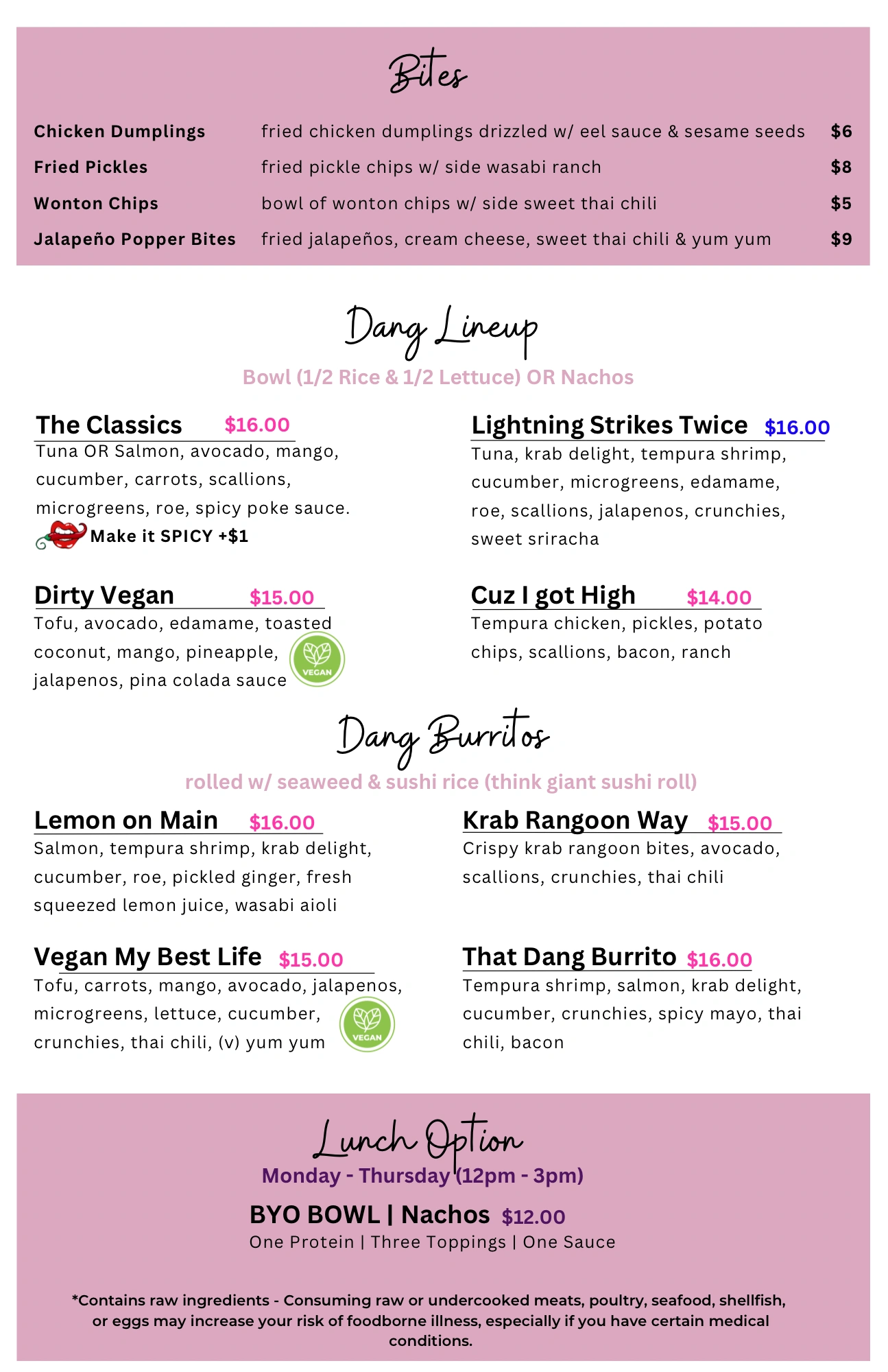 Menus | Dang Good On Main