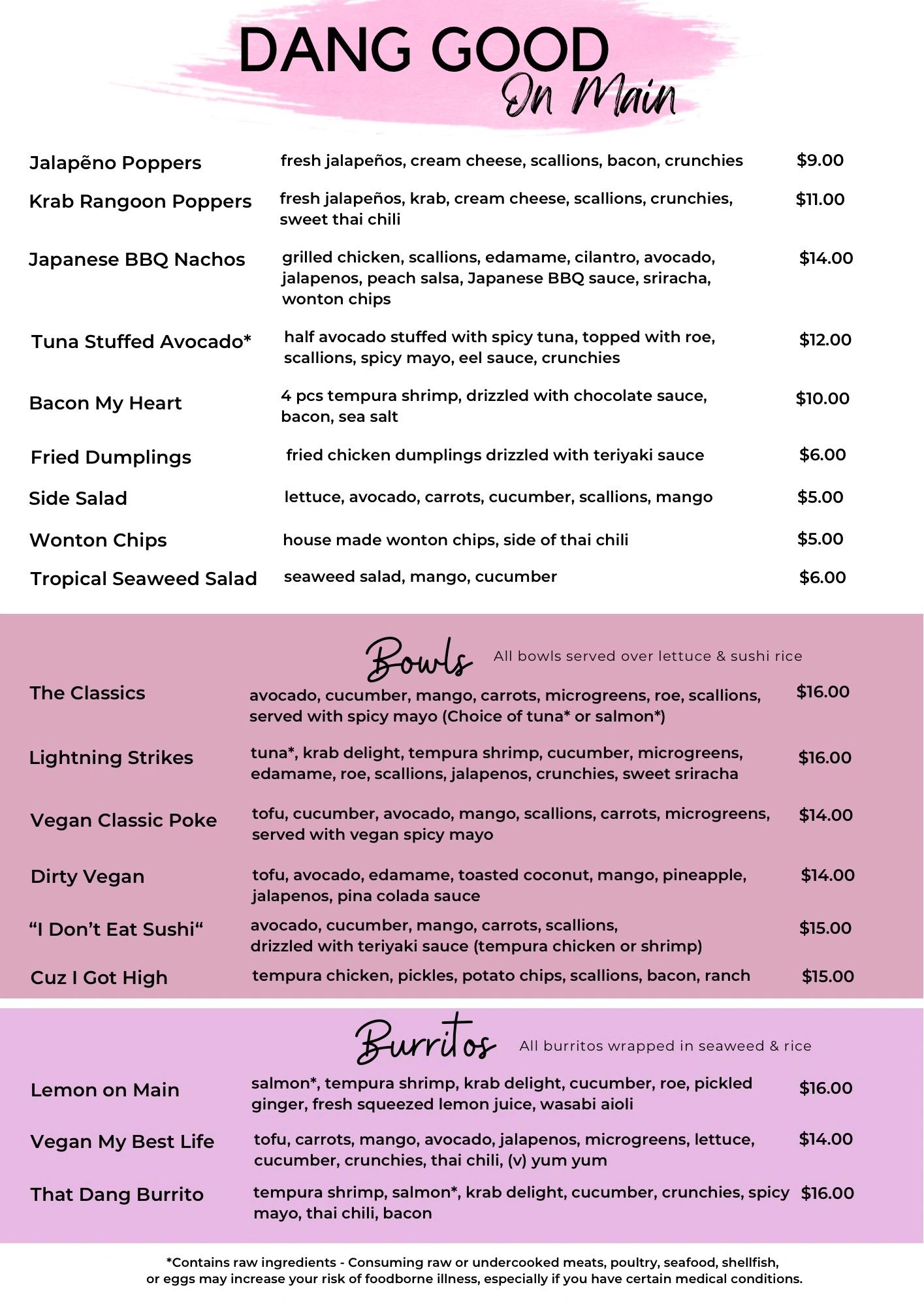 Menus | Dang Good On Main