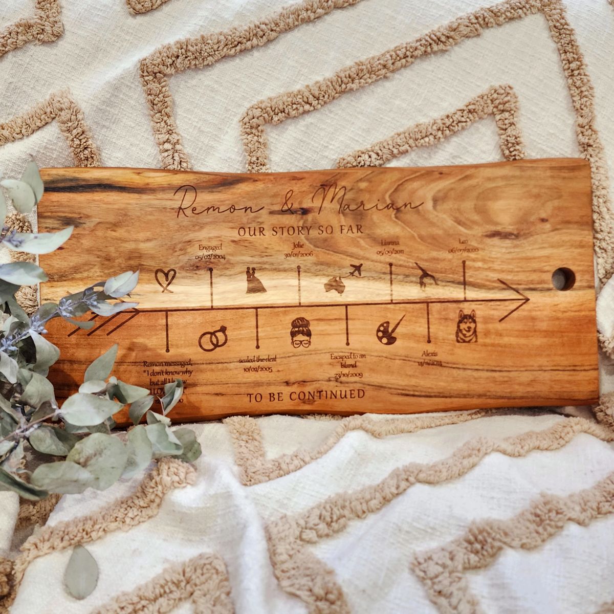Personalised Family Timeline Cutting Board