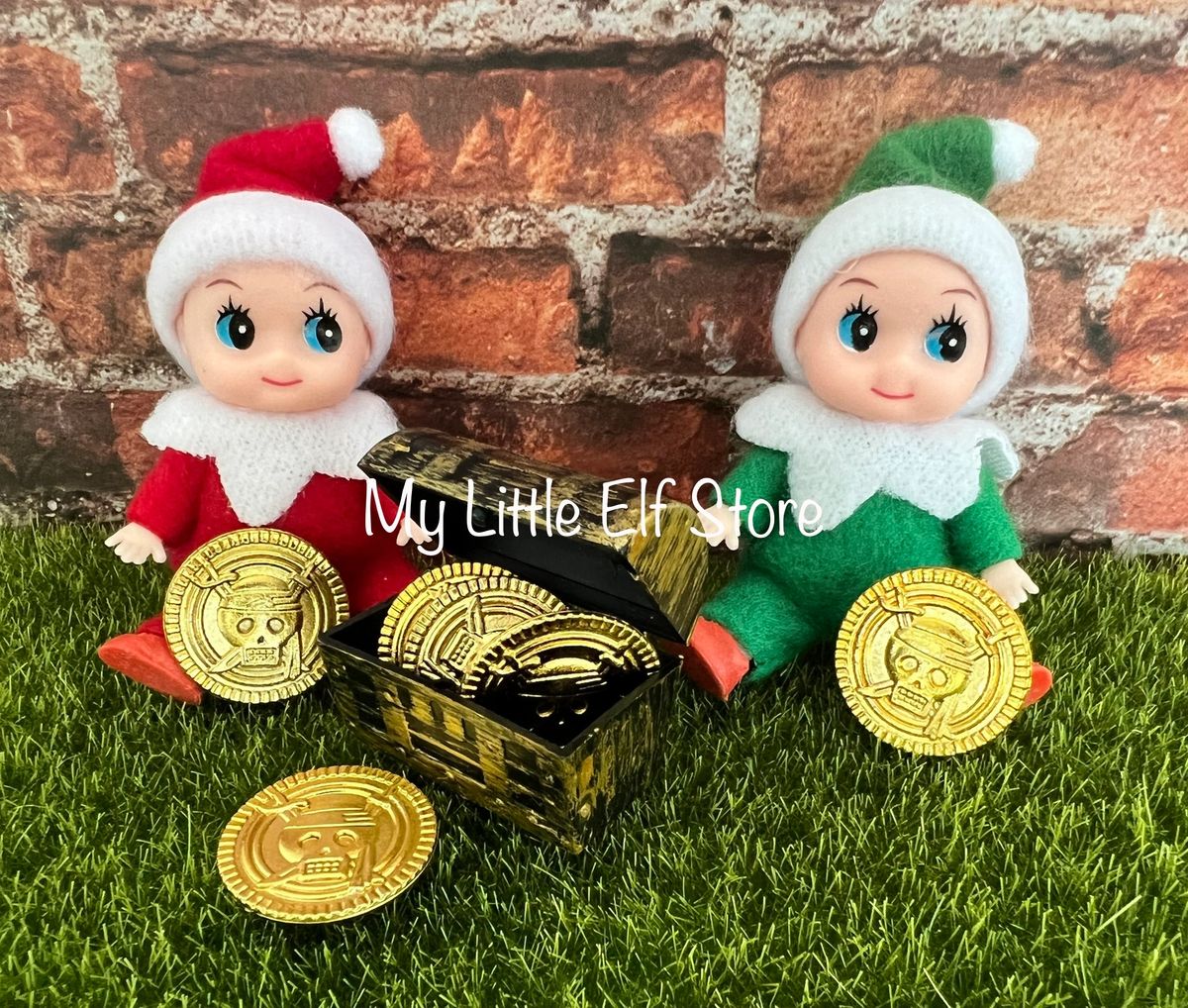 Miniature Treasure Chest with Gold Coins and Shovel