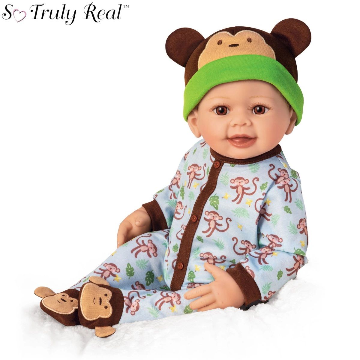 Ashton Drake Lucas Monkey-Themed Lifelike Baby Doll By Linda Murray